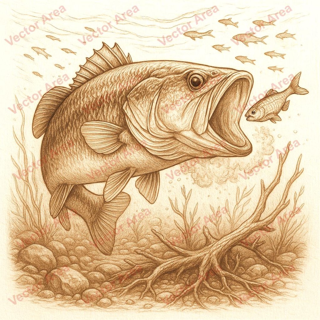 Largemouth Bass Laser Engraving File, Fish Laser Engrave File, Bass ...