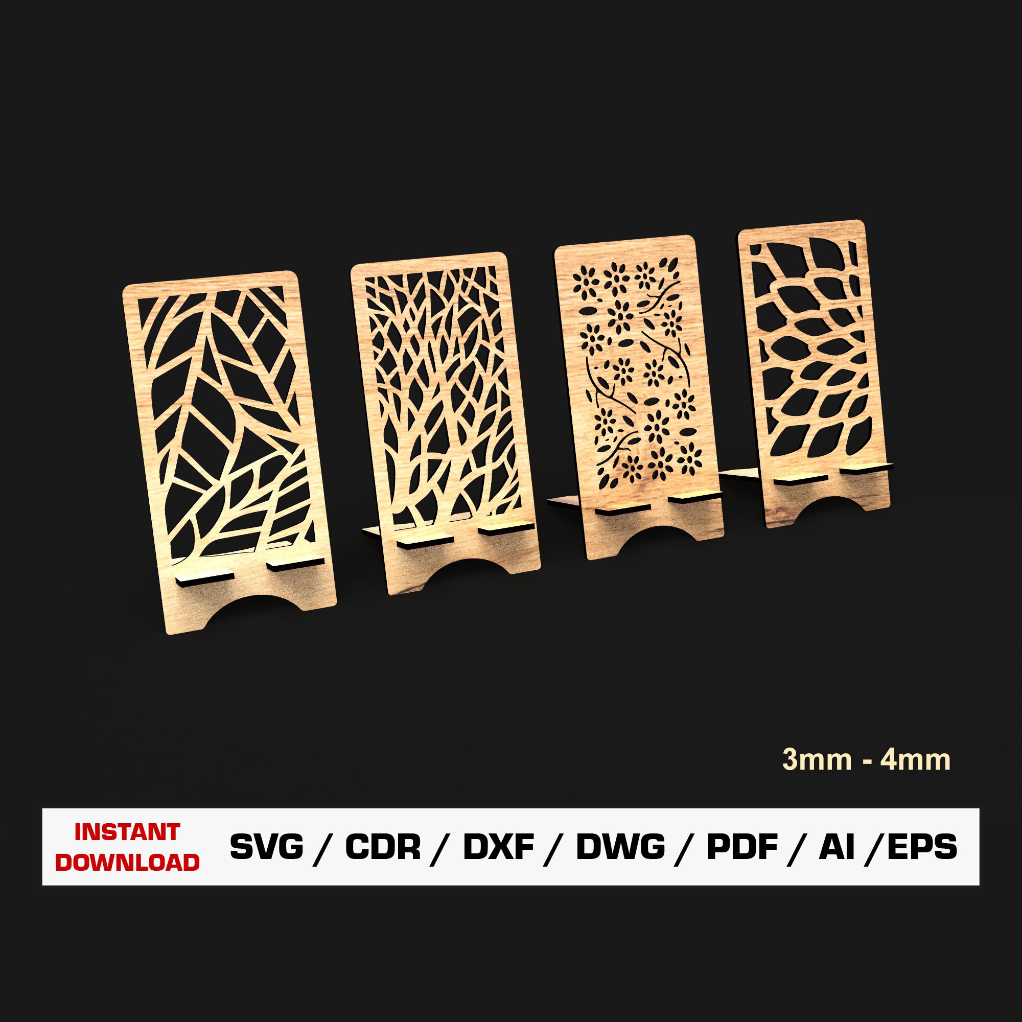 Phone Stand Laser Cut File, Laser Cut Phone Holder, SVG Files for Wood ...