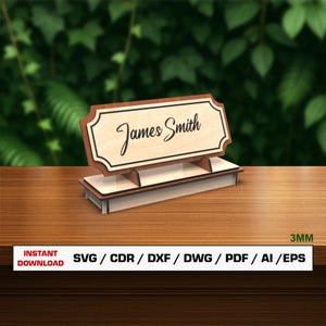 Desk Nameplate Laser Cut File, Desktop Name Plate SVG Files, Vector ...