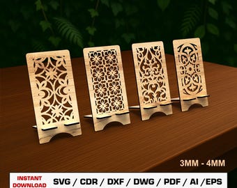 Phone Stand Laser Cut File, Phone Stand Bundle, Laser Cut Phone Holder ...