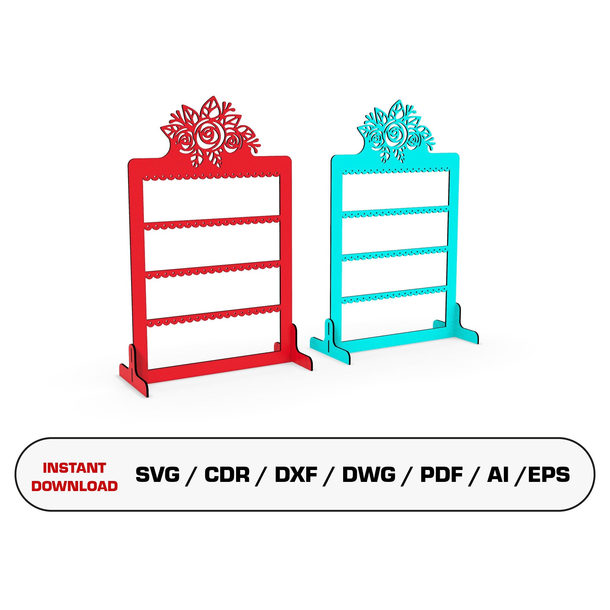 Earring Stand Laser Cutting SVG Files, Earring Display, Laser Cut Files ...