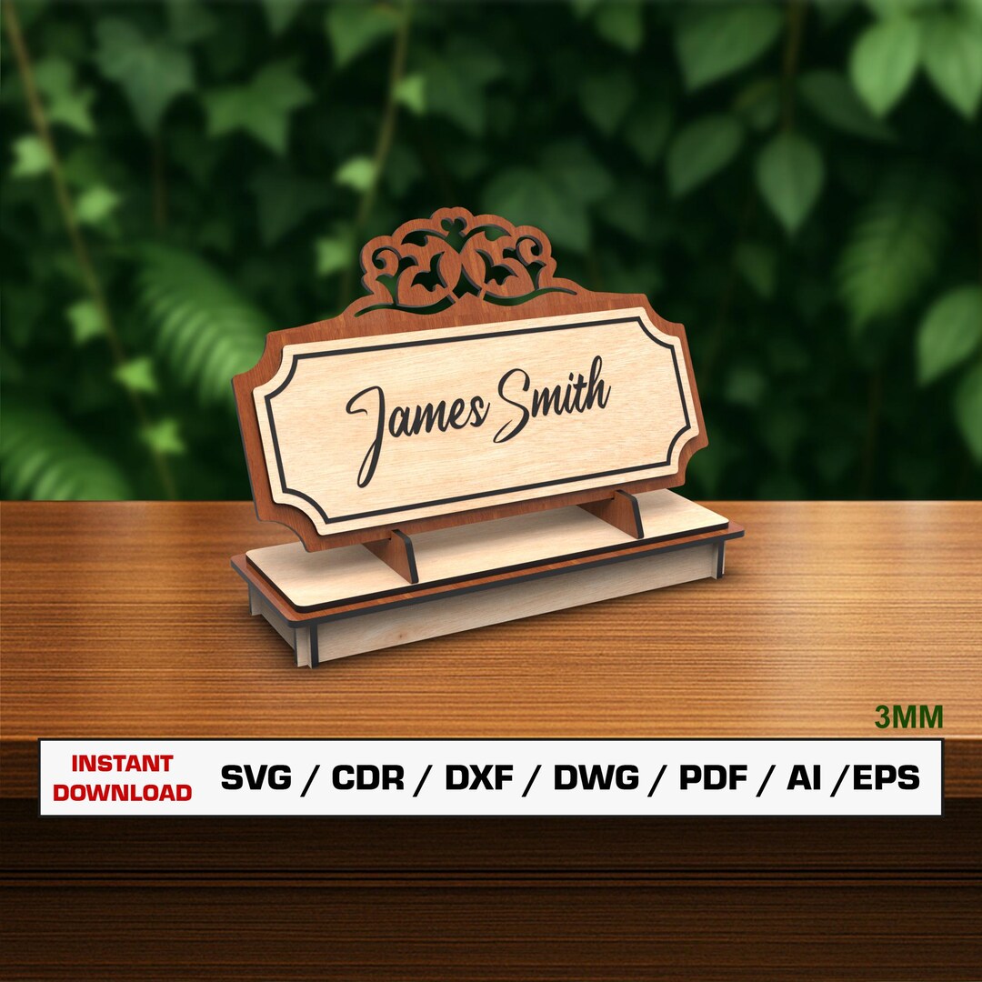 Desk Nameplate Laser Cut File, Nameplates SVG Files, Vector Files for ...