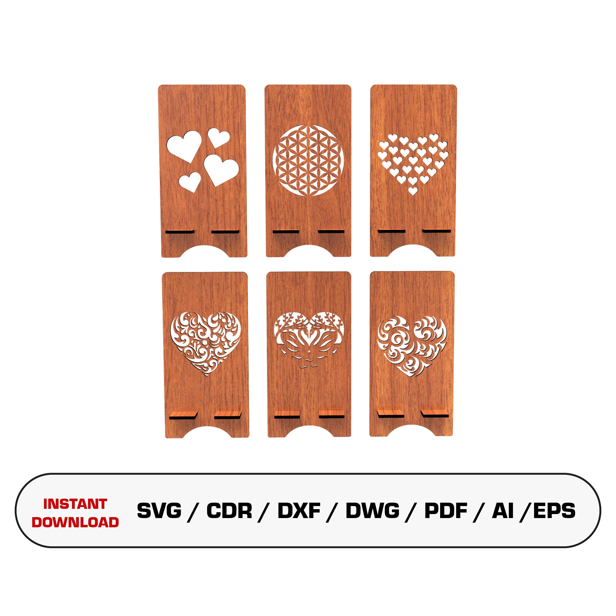 Phone Stand SVG Laser Cut File, Laser Cut Phone Holder, SVG Files for ...
