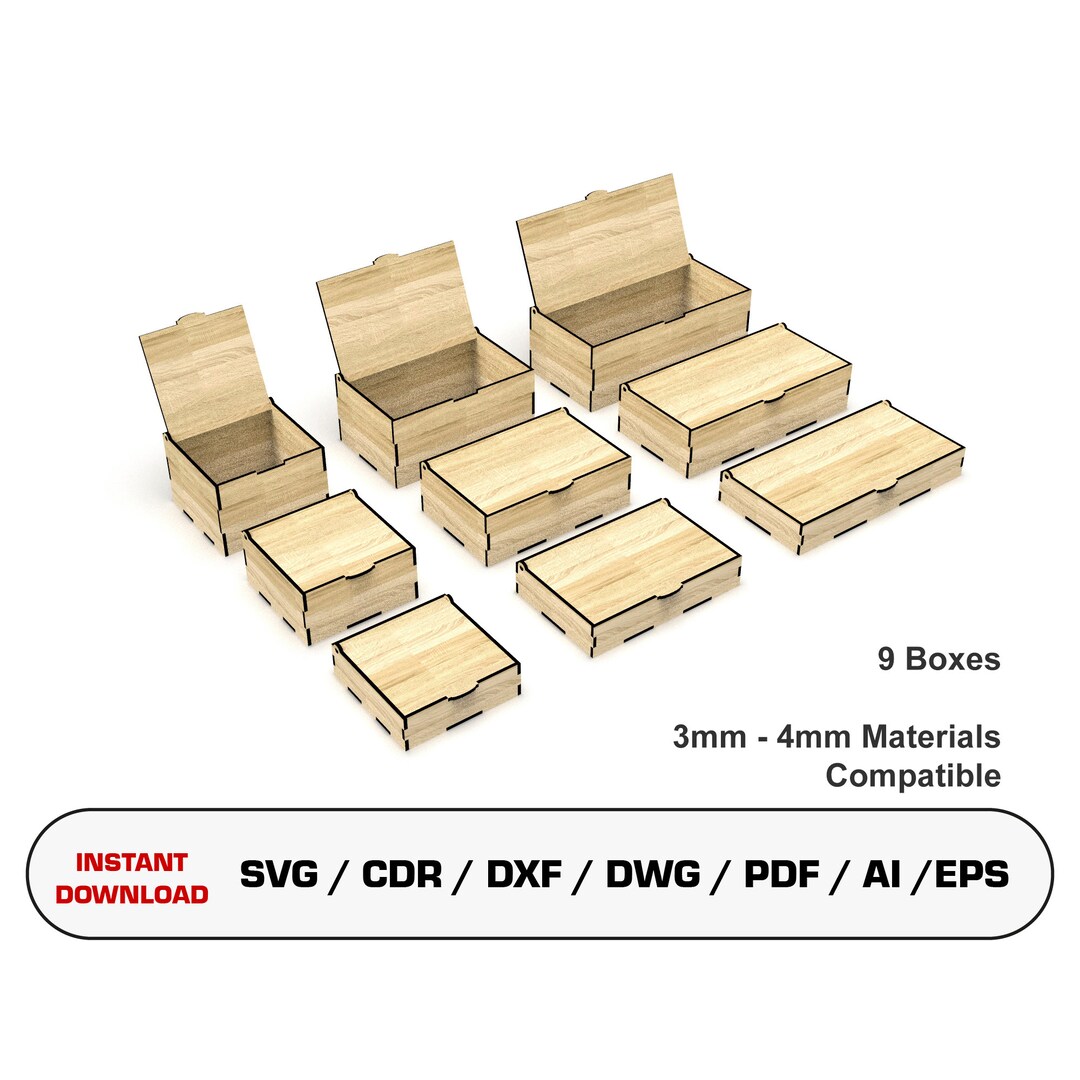 Flip up Lid Boxes Laser Cutting Svg Files, Gift Box With Lid, Boxes ...