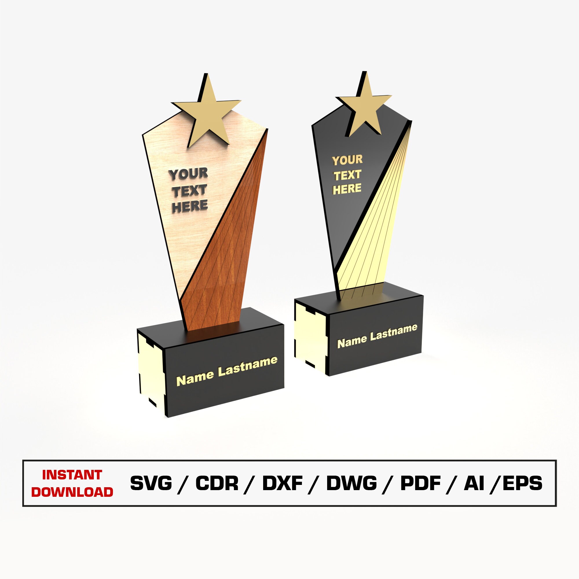 Award Laser Cut File, Award Cutting SVG Template, Vector Files for Wood ...