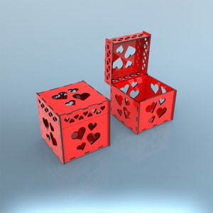 Decorative Box Laser Cut File SVG, Valentines Gift Box With Lid, Cube ...