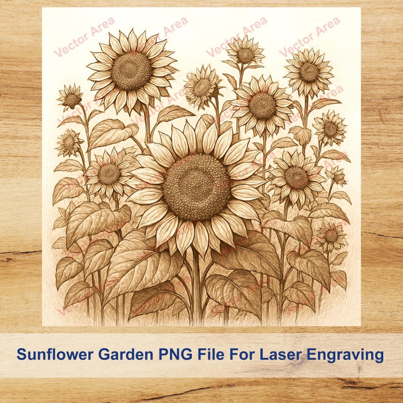 Sunflower Laser Engraving File PNG, Sunflower Garden Engrave File ...