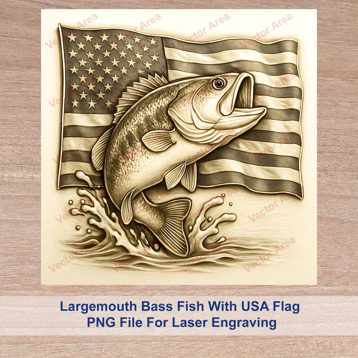 Largemouth Bass Laser Engraving File, US Flag Laser Engrave File, Bass ...