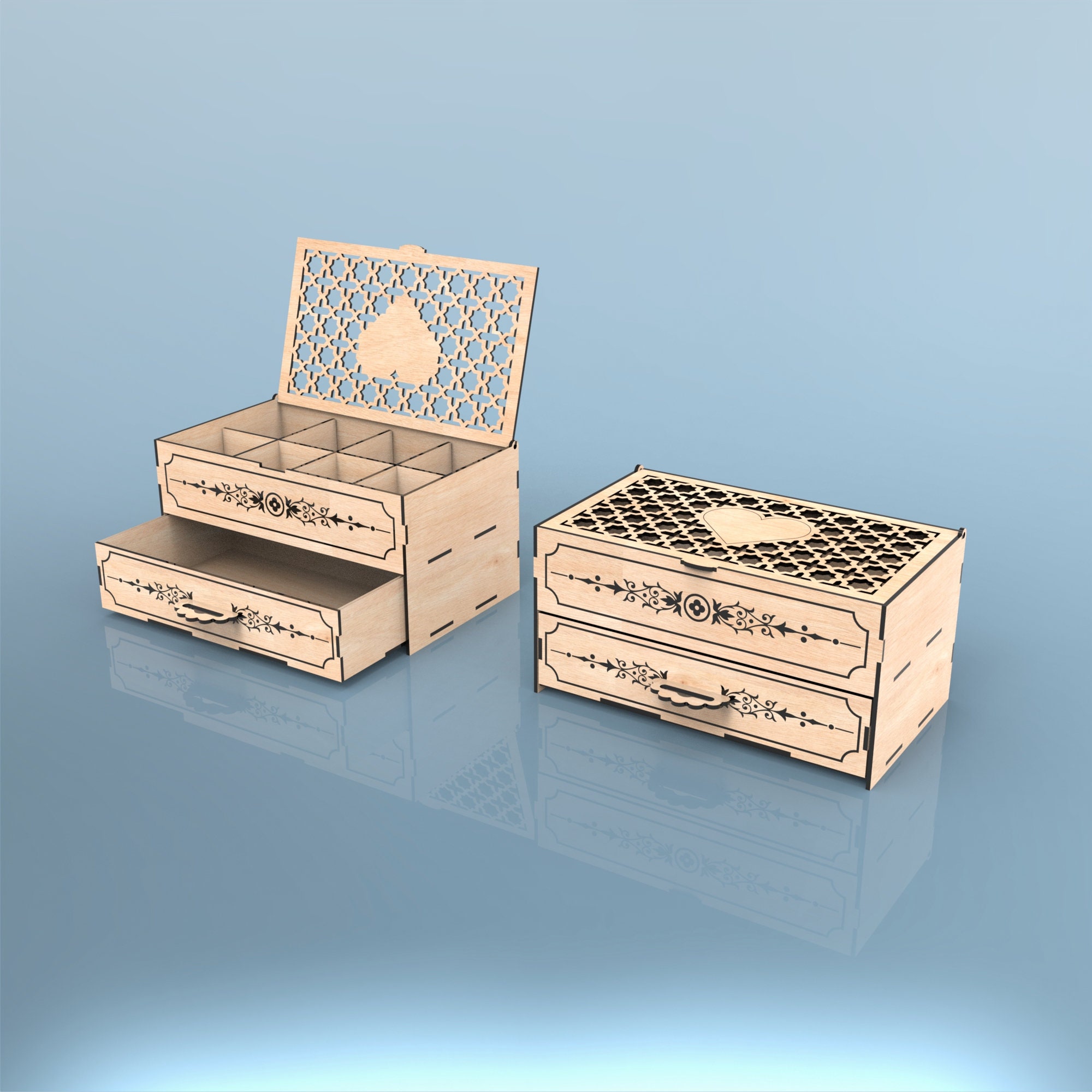 Chest of Drawers Laser Cut File, Desktop Organizer, Jewelry Box, Wooden ...