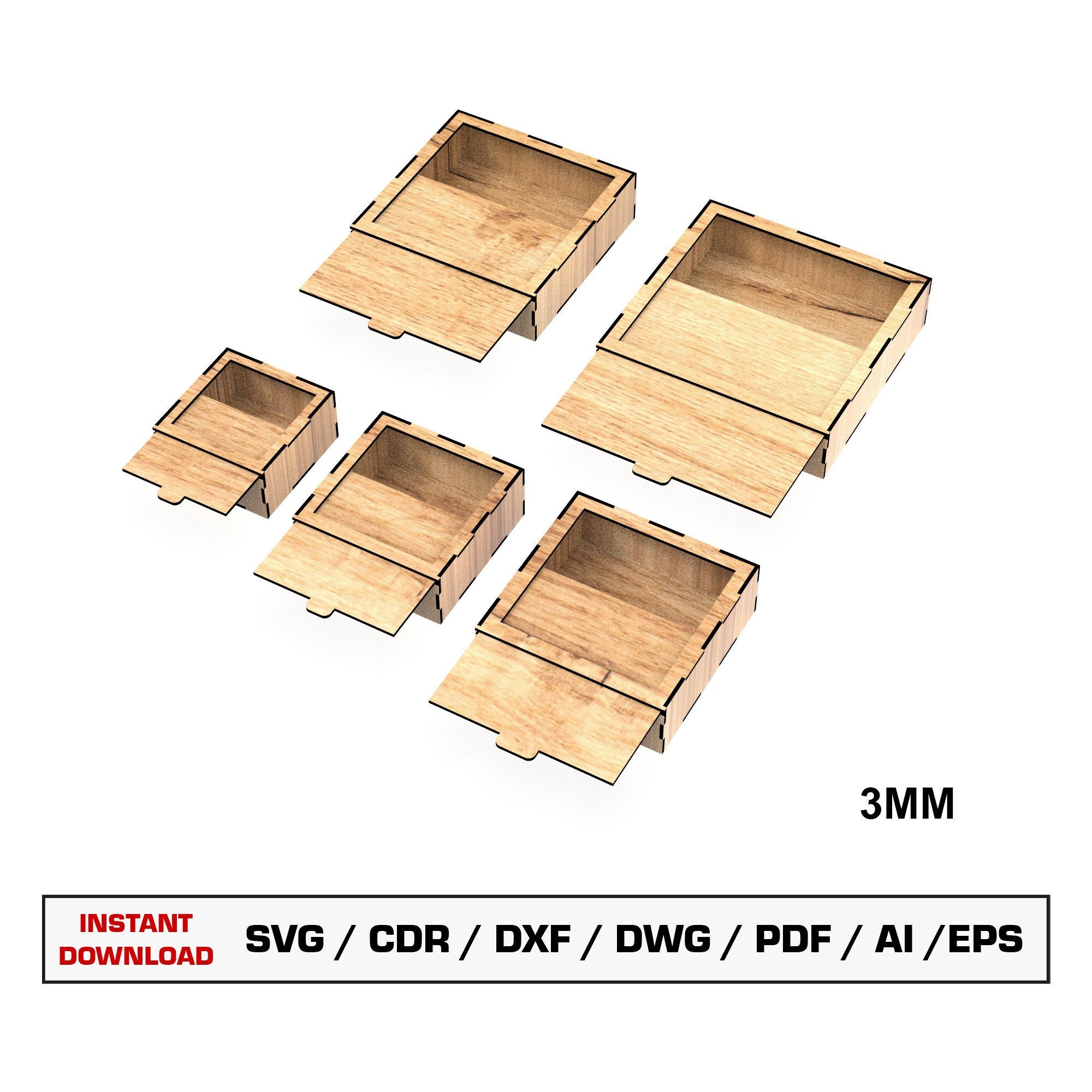 Slide Lid Box Laser Cut Files, Chocolate Box, Gift Box With Lid, Vector ...