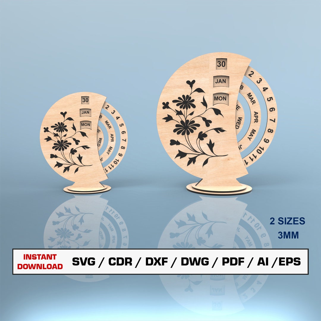 Perpetual Calendar Laser Cut File SVG, Desktop Calendar, Wood Calendars ...