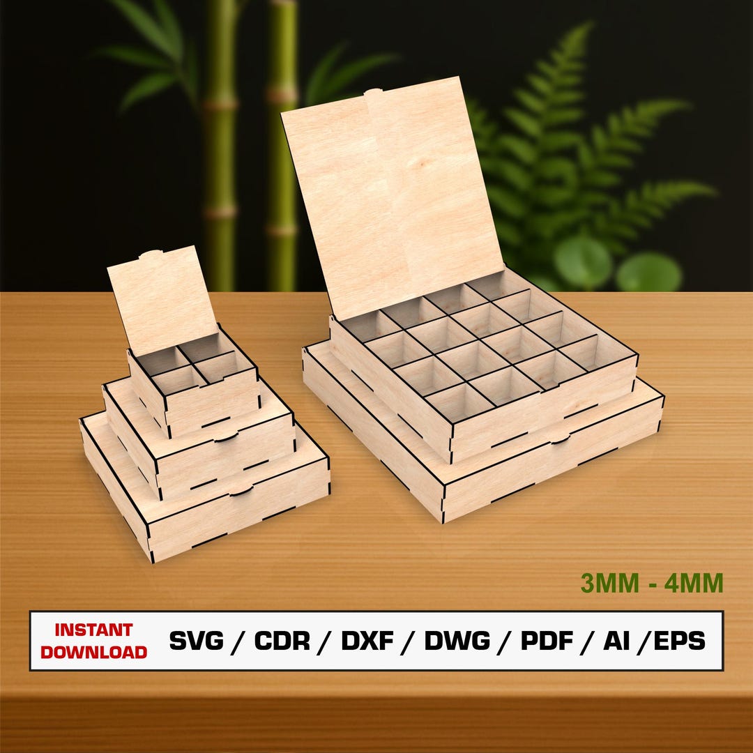 Wood Storage Box Laser Cut Files, Chocolate Box, Gift Box With Lid ...