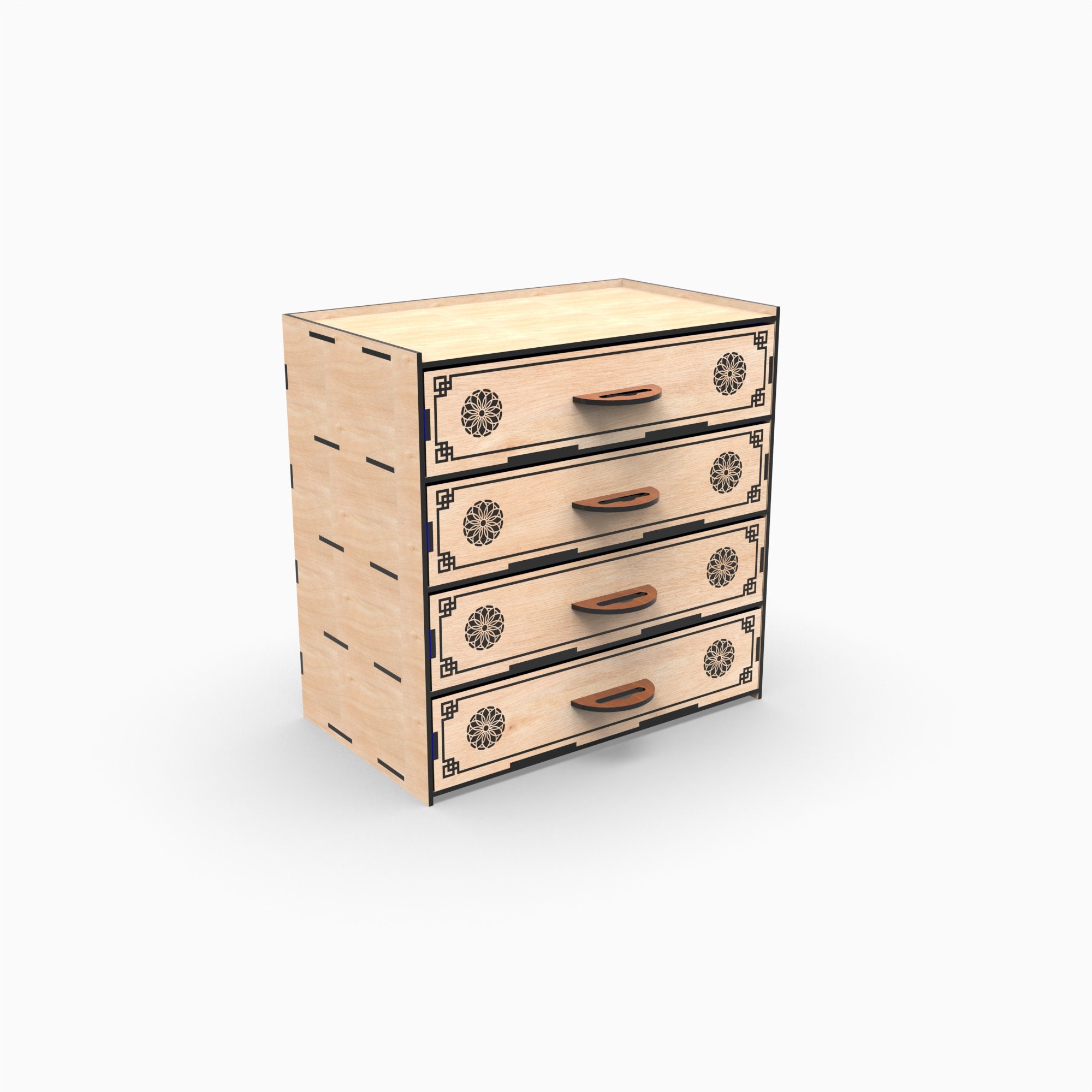 Chest of Drawers Laser Cut File SVG, Desktop Organizer, 4 Pieces ...