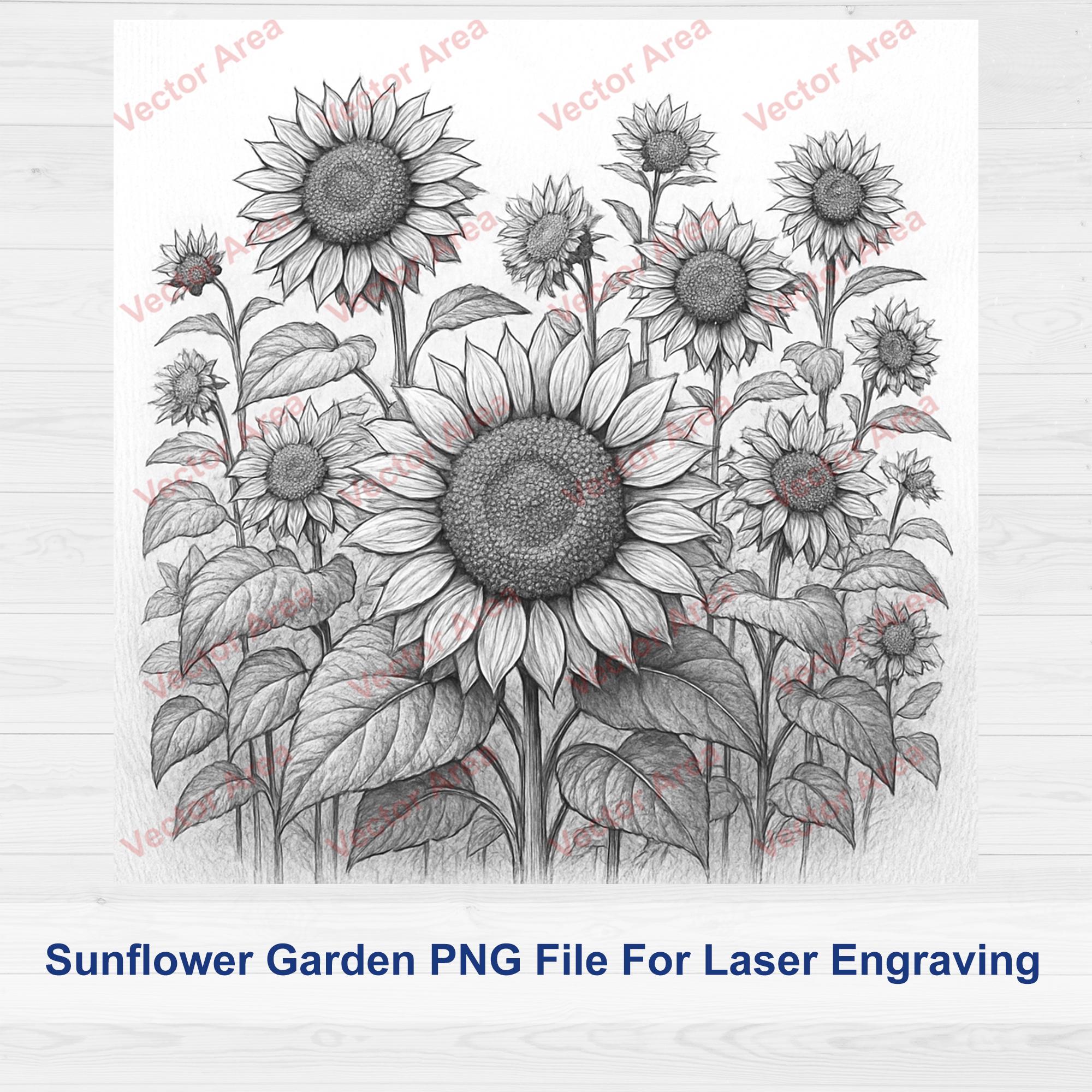 Sunflower Laser Engraving File PNG, Sunflower Garden Engrave File ...