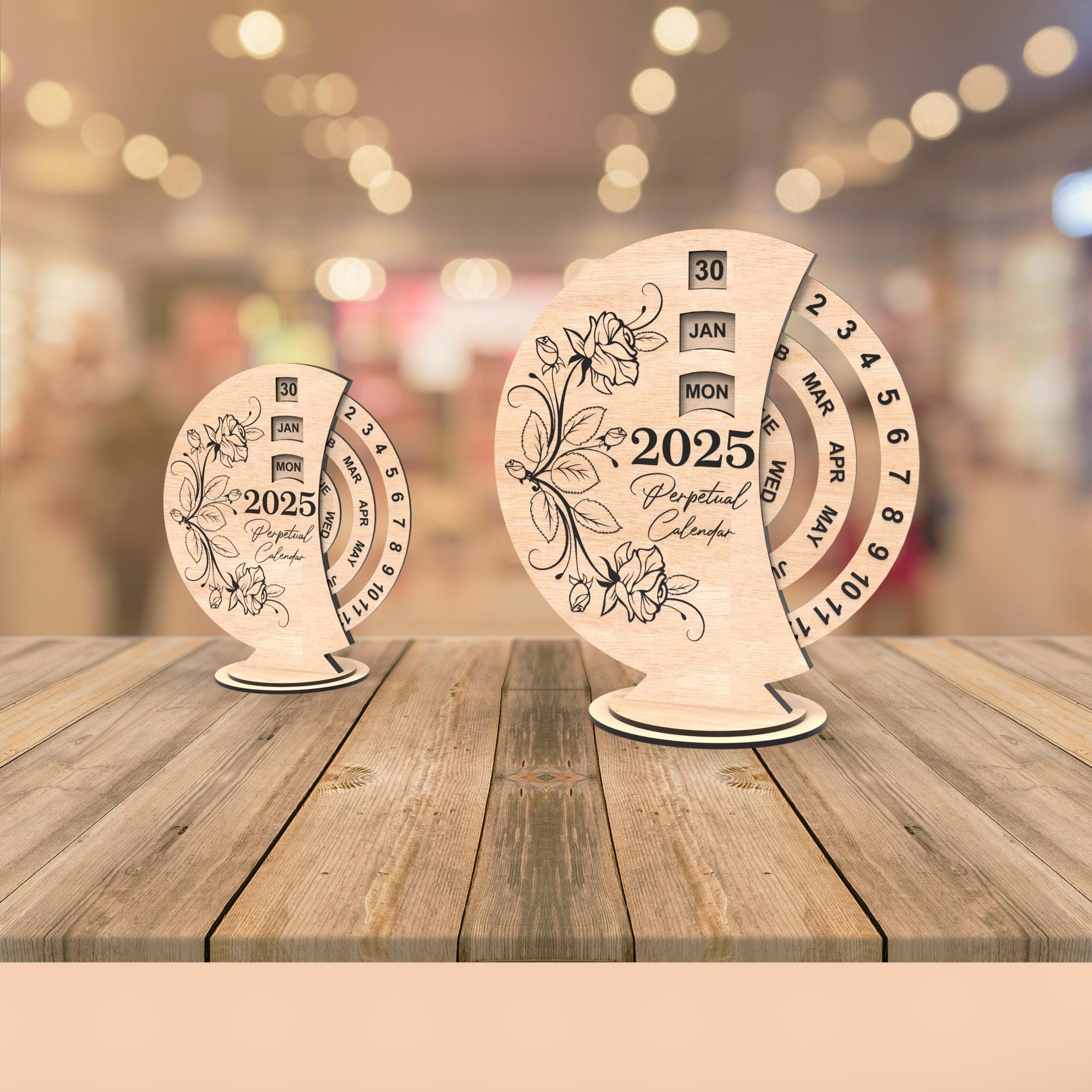 Perpetual Calendar Laser Cut File SVG, 2025 Desktop Calendar, Wood ...