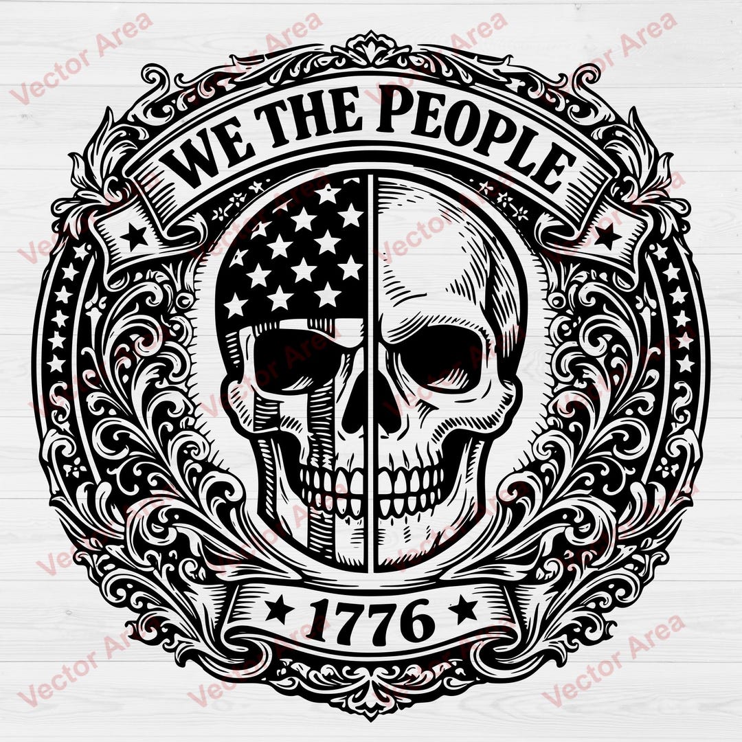 We the People 1776 Skull Badge SVG , American Skull, Patriotic Round ...