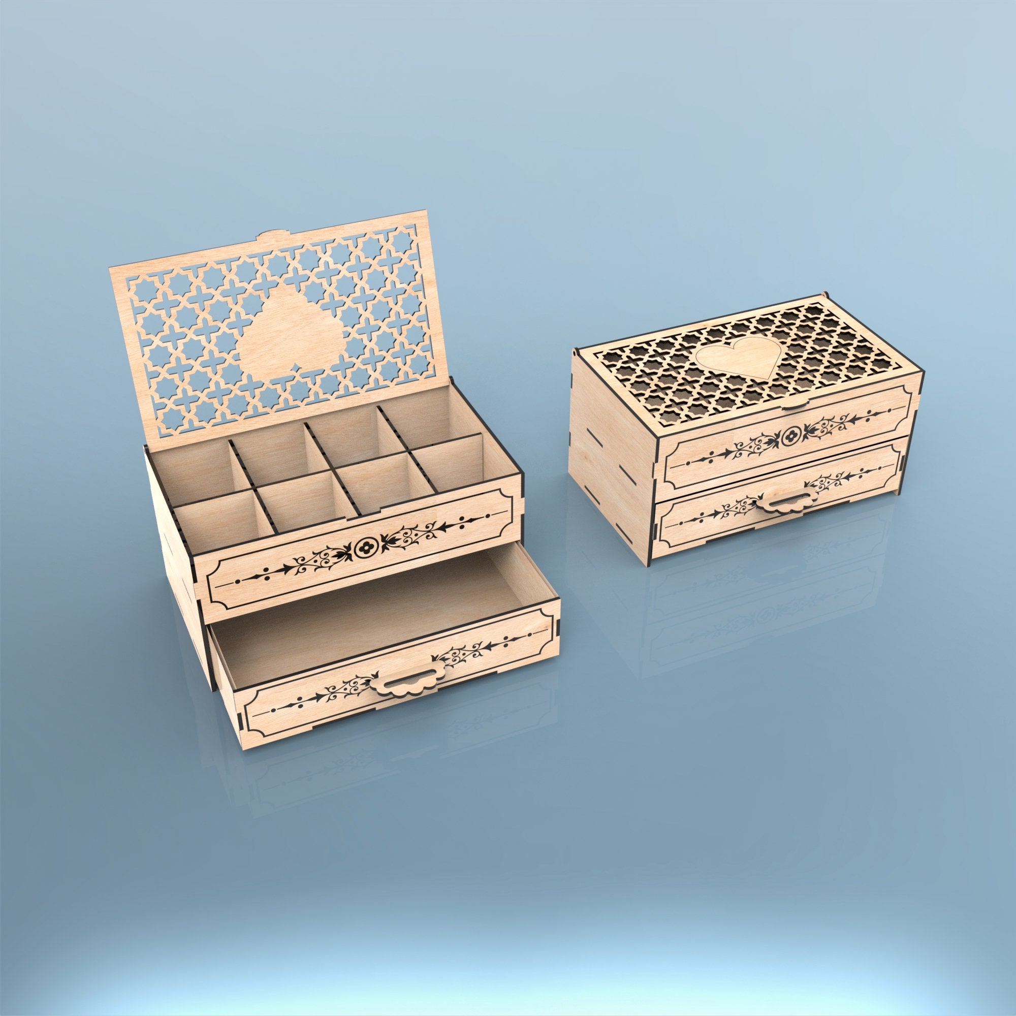 Chest of Drawers Laser Cut File, Desktop Organizer, Jewelry Box, Wooden ...