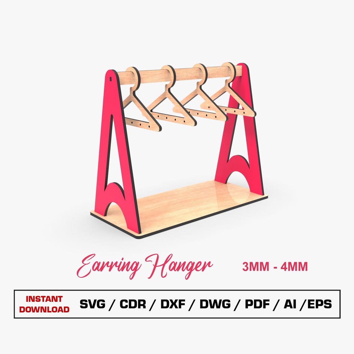 Earring Stand Laser Cut File SVG, Jewelry Hanger, Earring Hanger ...