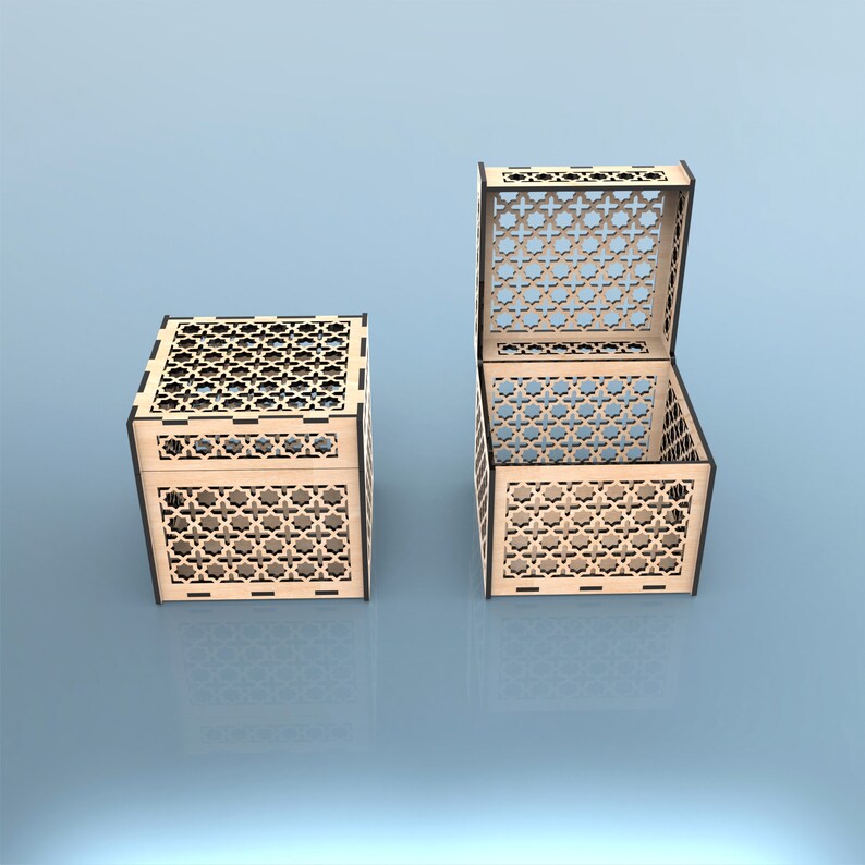 Decorative Box Laser Cut File SVG, Valentines Gift Box With Lid, Cube ...