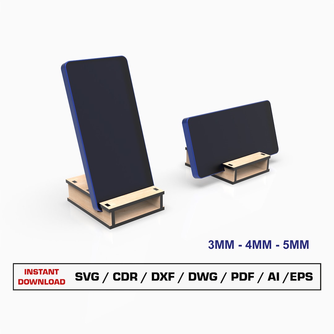 Phone Stand SVG Laser Cut File, Laser Cut Phone Holder, SVG Files for ...