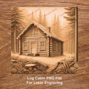 Log Cabin Engraving File, Log Cabin Laser Engrave File, Wood House, PNG ...