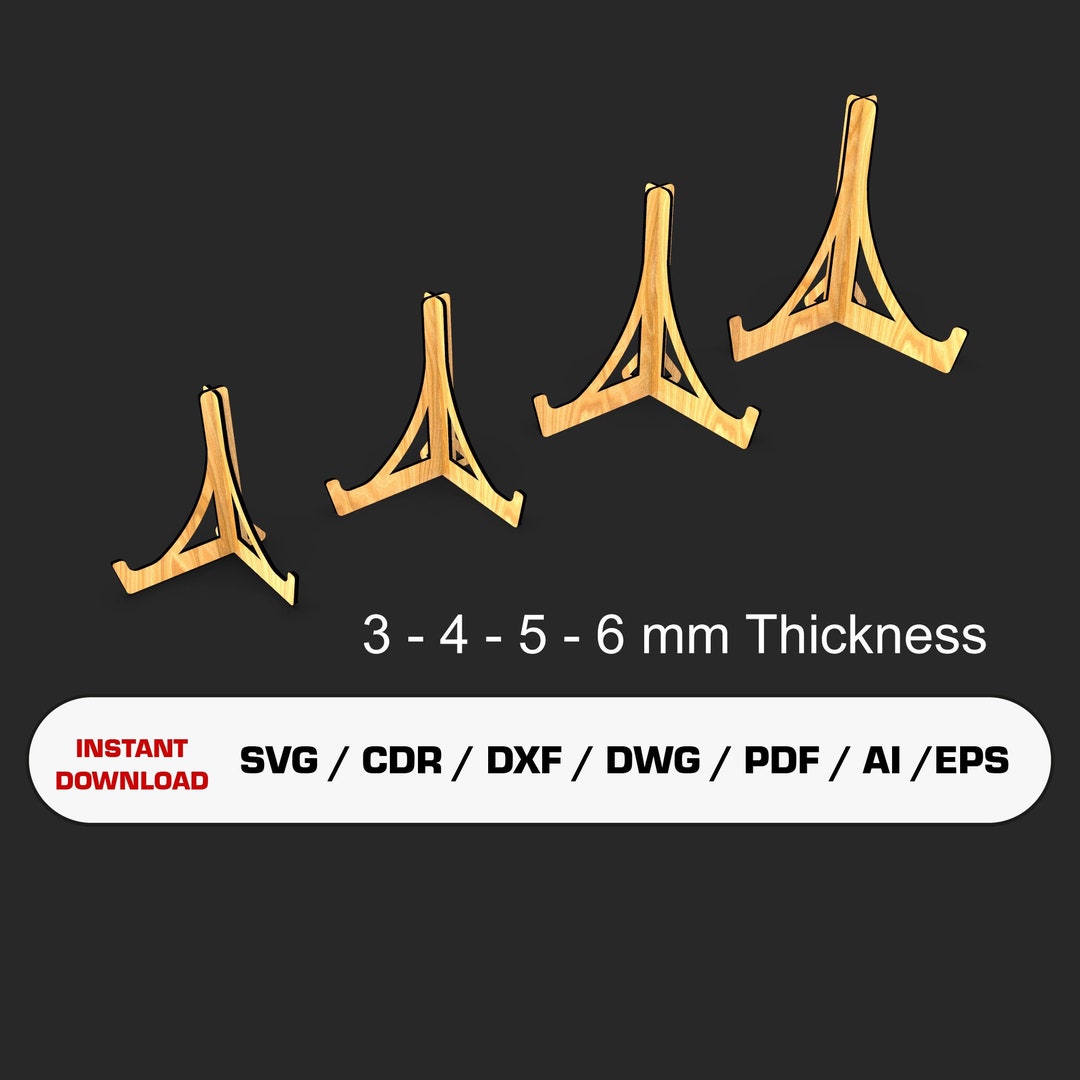 Easel Display Laser Cut Files SVG DXF PDF Plate Stand Glowforge Easel ...