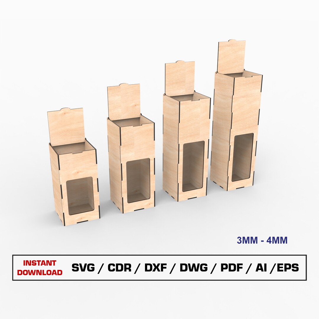 Bottle Box Laser Cut Svg Files, Juice Bottle Box, Vinegar Bottle Box ...