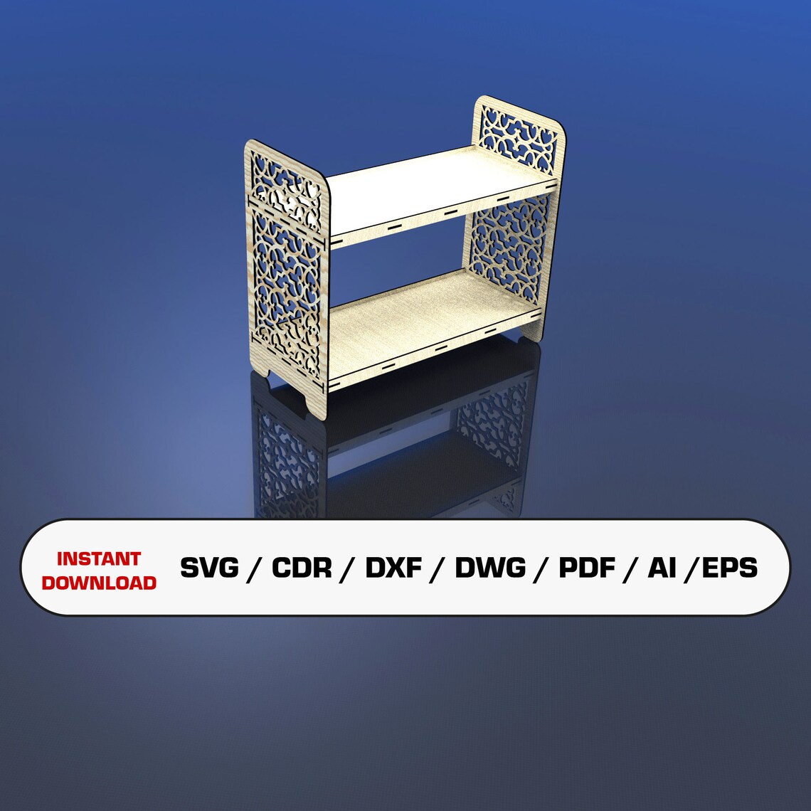 Display Stand Laser Cut File SVG, Decorative Shelf, Rack File Modern ...