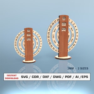 Perpetual Calendar Laser Cut File SVG, Desktop Calendar, Wood Calendars ...