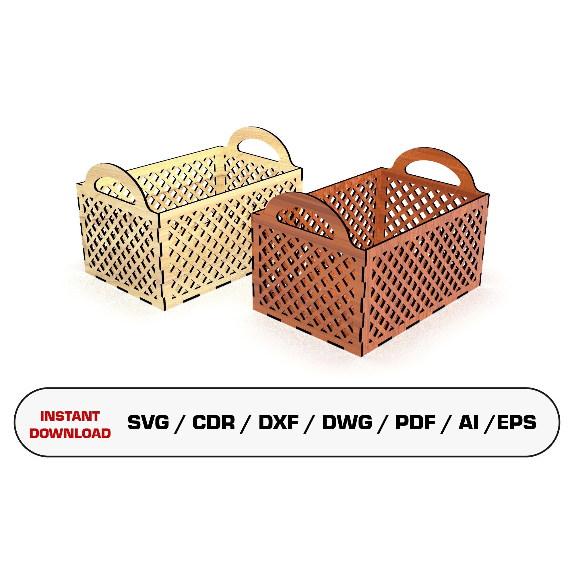Decorative Basket Laser Cut Files Svg Files, Flower Basket, Bread ...