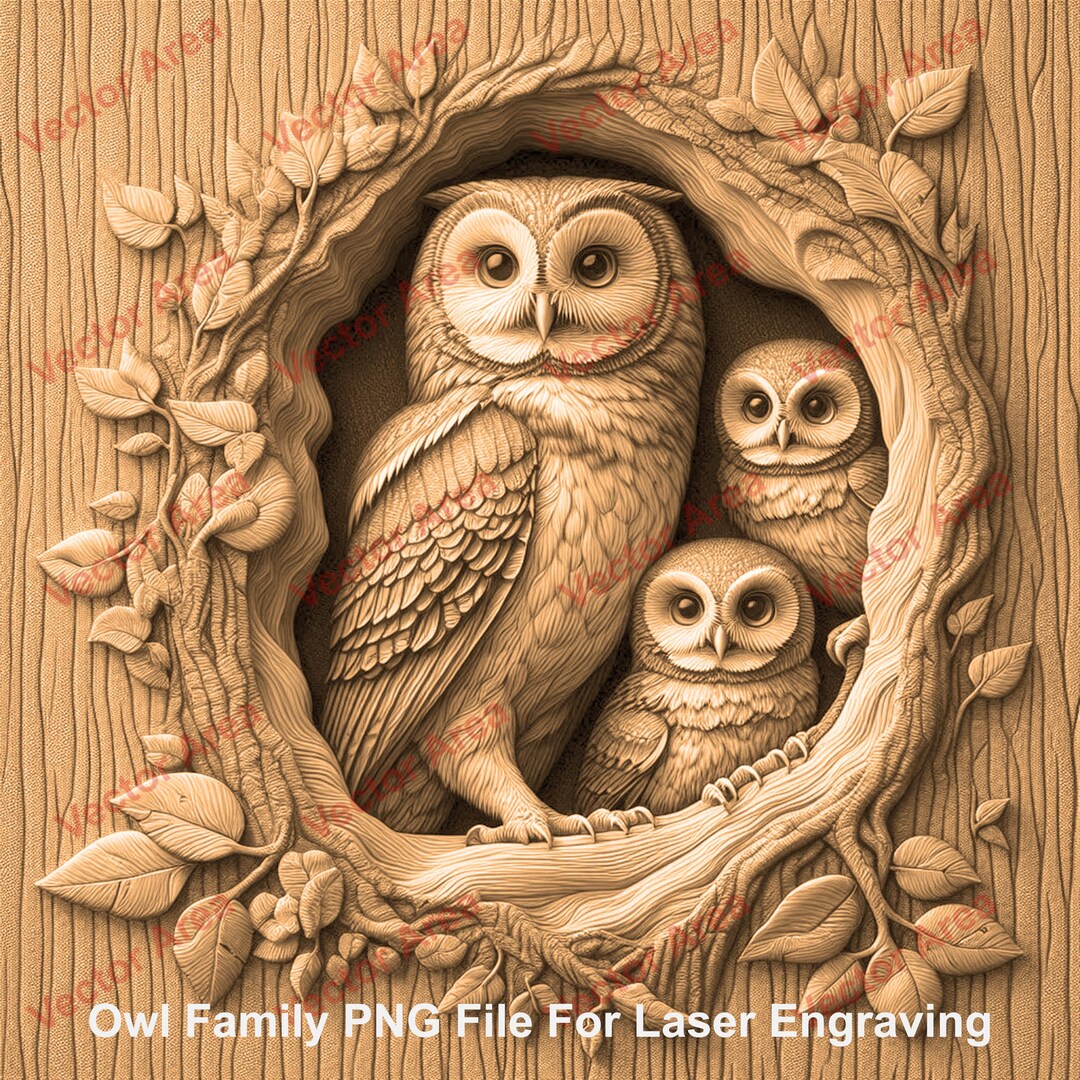 Owl Laser Engraving File, Owl Family Laser Engrave File, PNG Files for ...