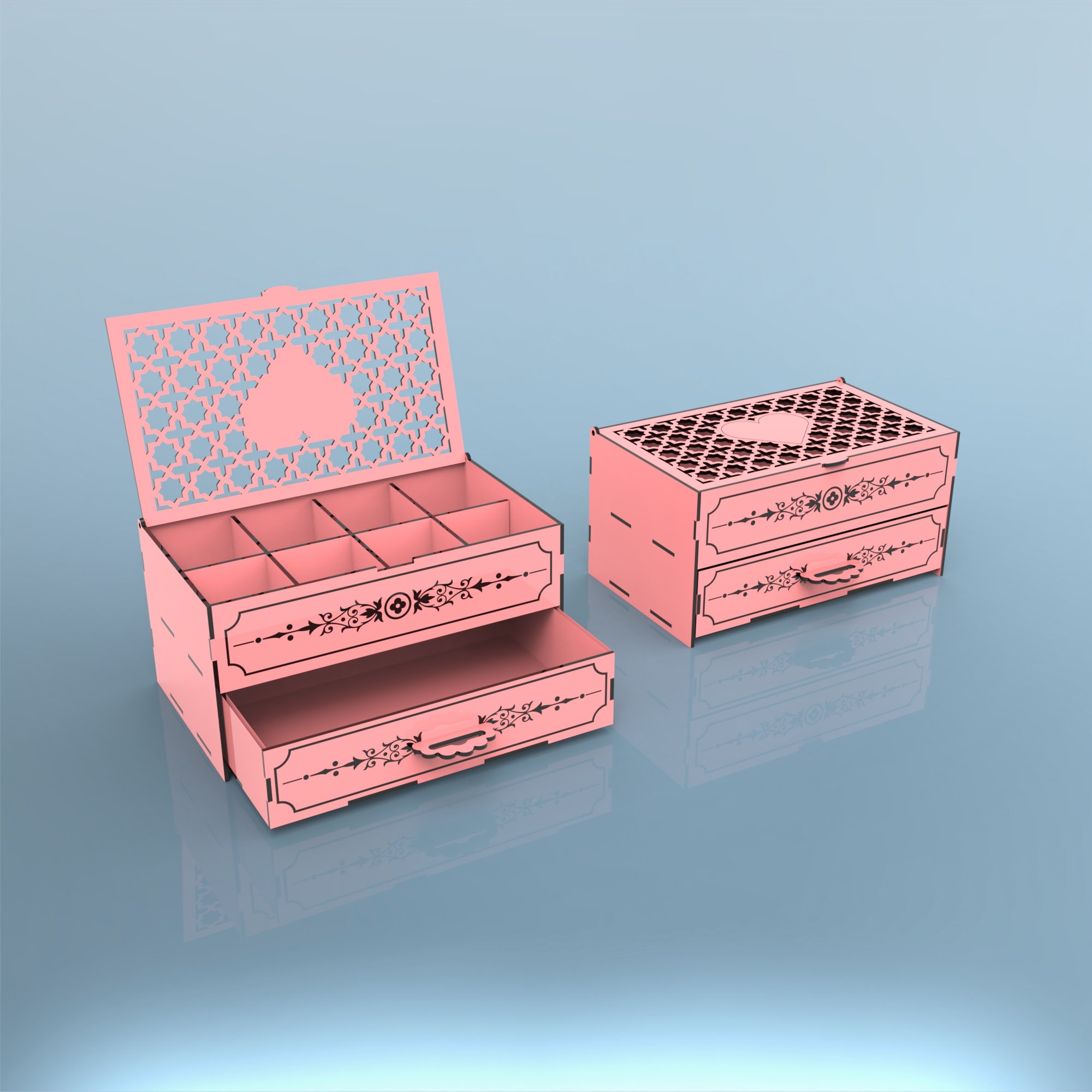 Chest of Drawers Laser Cut File, Desktop Organizer, Jewelry Box, Wooden ...