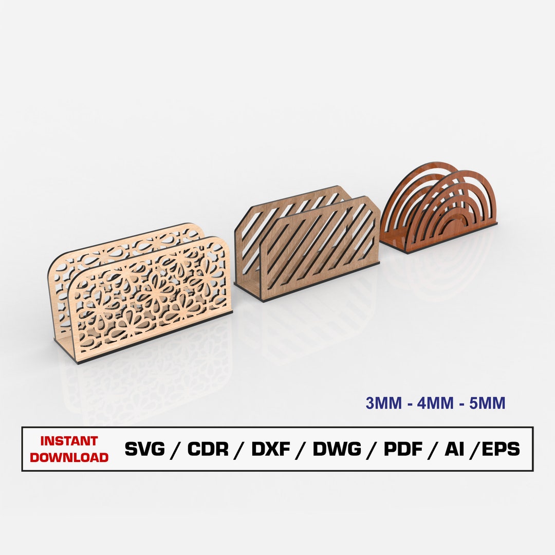 Napkin Holder Laser Cut File, Laser Cut Napkin Stand, SVG Files for ...