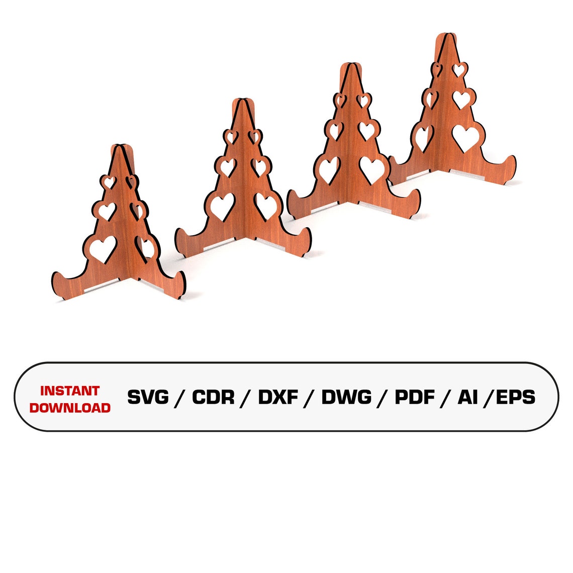 Easel Display Laser Cut Files SVG DXF PDF Plate Stand Glowforge Easel ...