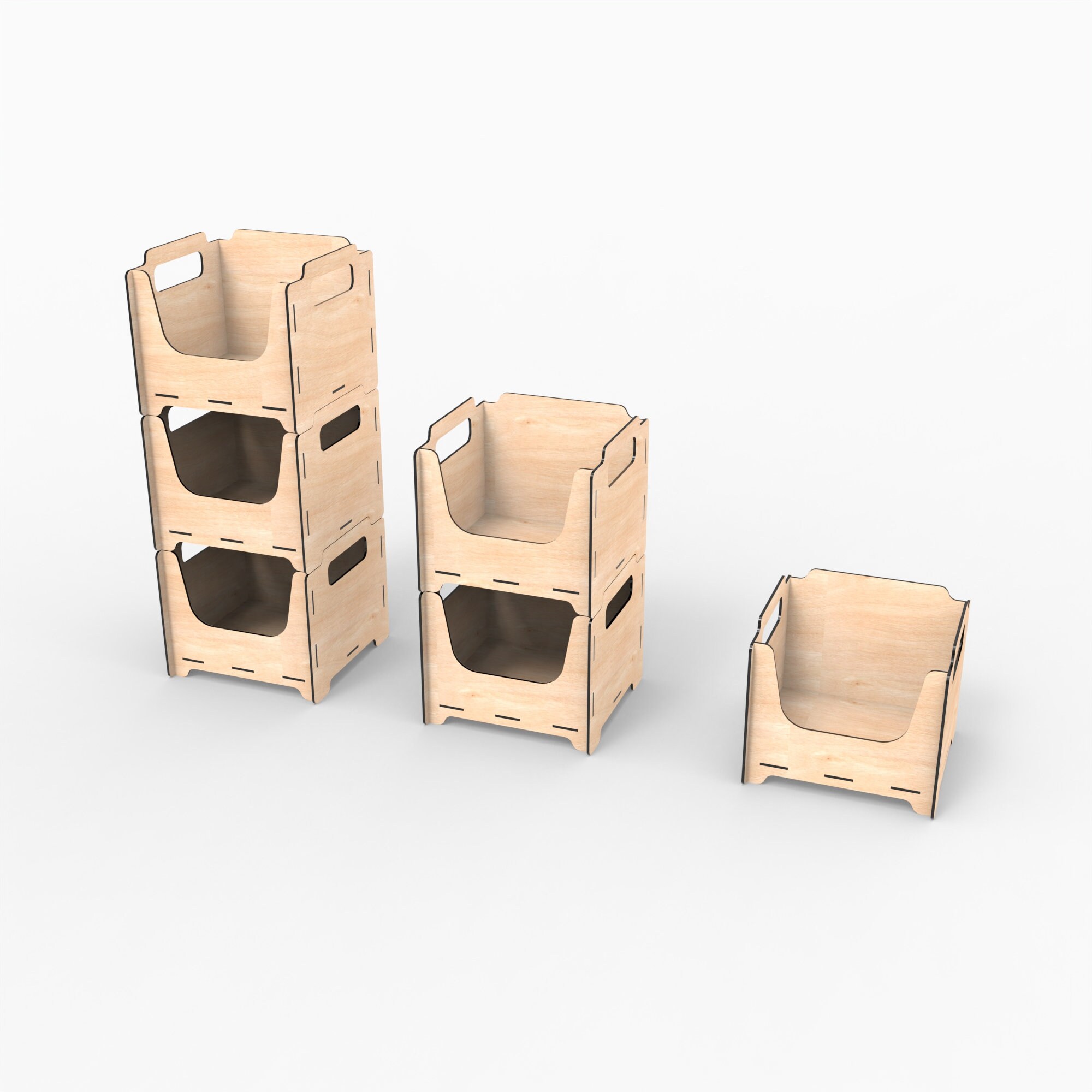Stackable Storage Box Laser Cut Files, Stackable Wooden Crate, Wood Box, Vector Files for Wood ...