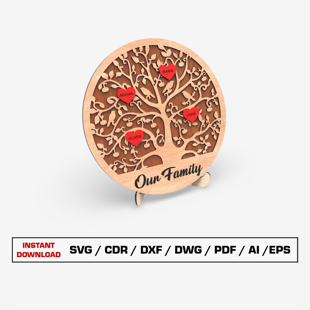 Family Tree Laser Cut File SVG, Family Tree DXF, Vector Files for Wood ...