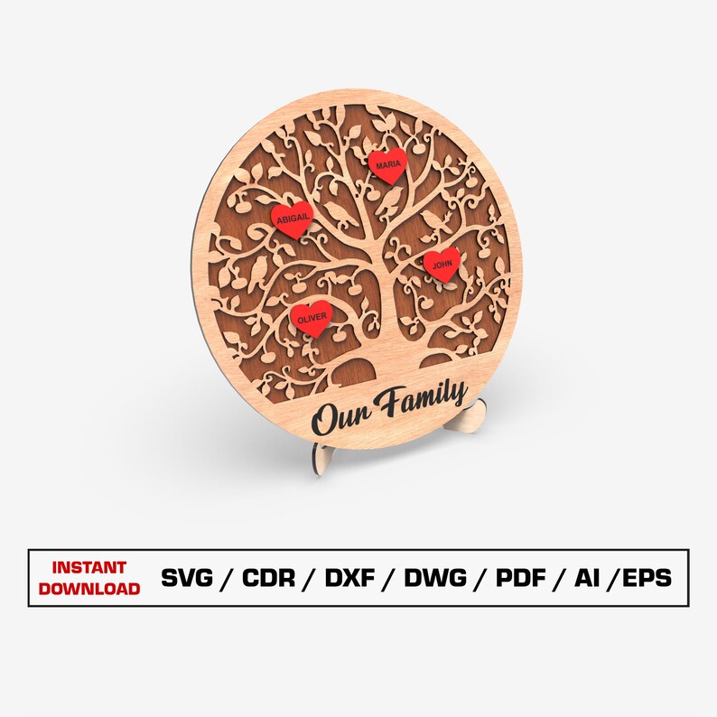 Family Tree Laser Cut File SVG, Family Tree DXF, Vector Files for Wood ...