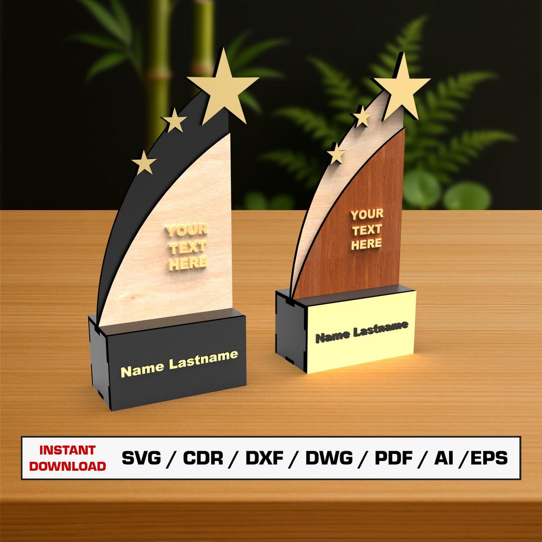 Award Laser Cut File, Award Cutting SVG Template, Vector Files for Wood ...