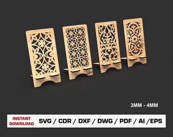 Phone Stand SVG Laser Cut File, Laser Cut Phone Holder, SVG Files for ...