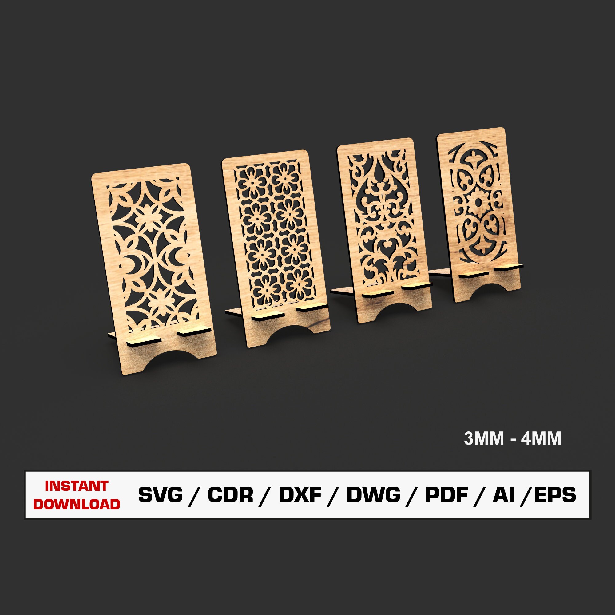 Phone Stand Laser Cut File, Phone Stand Bundle, Laser Cut Phone Holder ...