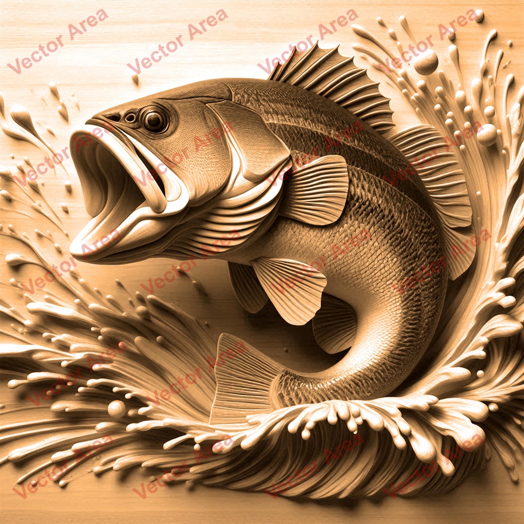 Largemouth Bass Laser Engraving File, Fish Laser Engrave File, Bass ...