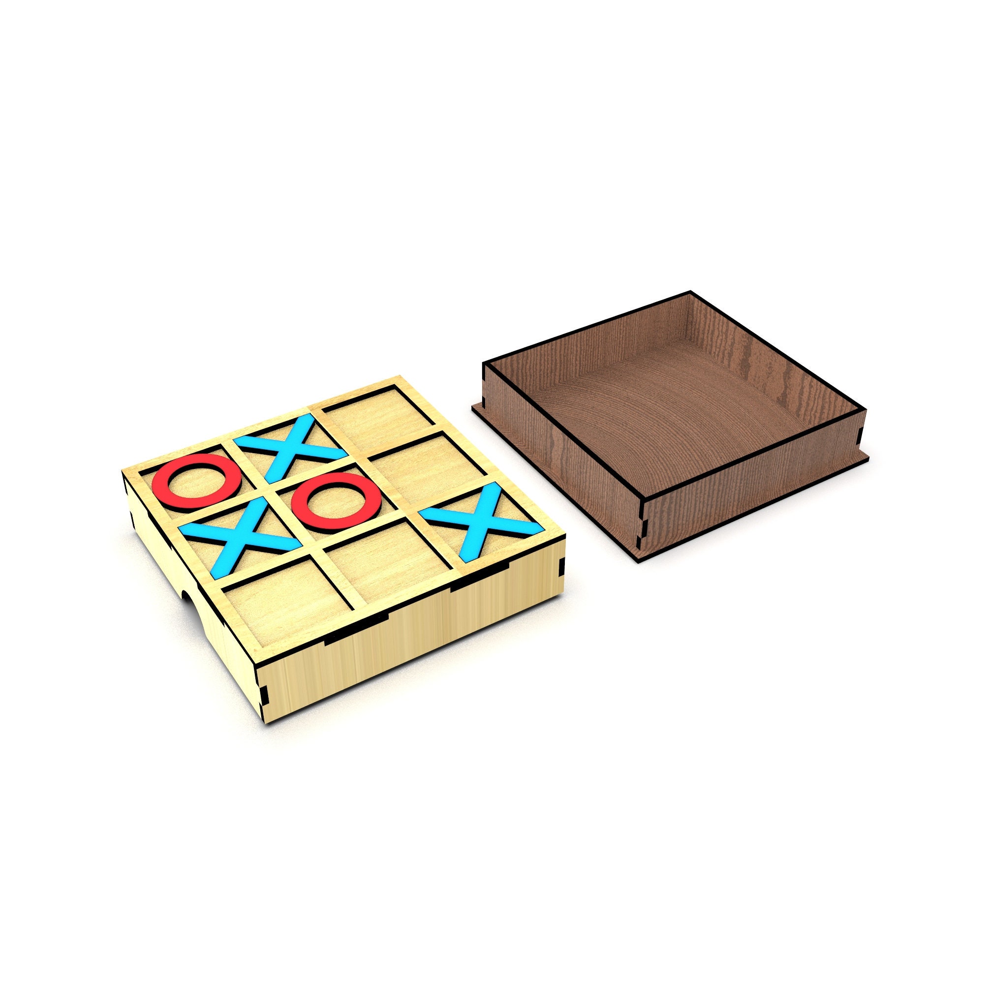 Tic Tac Toe Game Laser Cutting Files XOX Board Game for Kids Glowforge ...