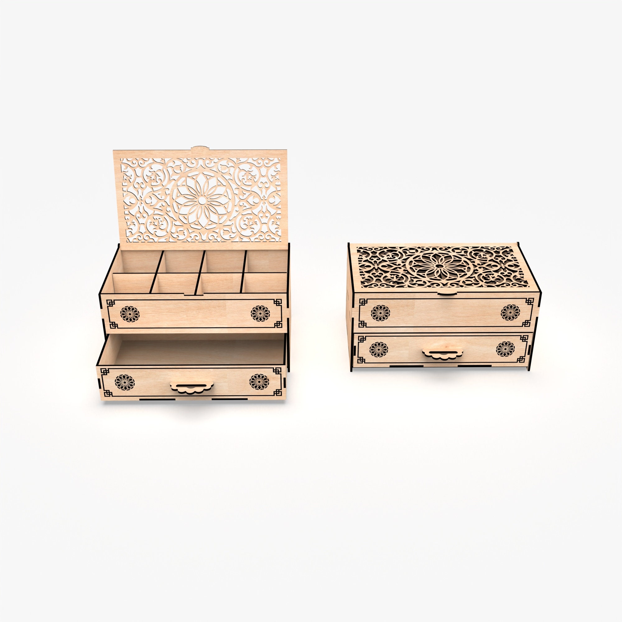 Chest of Drawers Laser Cut File, Desktop Organizer, Jewelry Box, Wooden ...