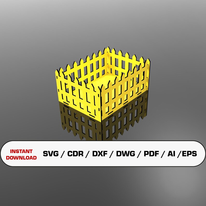 Decorative Fence Box Laser Cutting File, Wooden Box Cut File, Instant ...