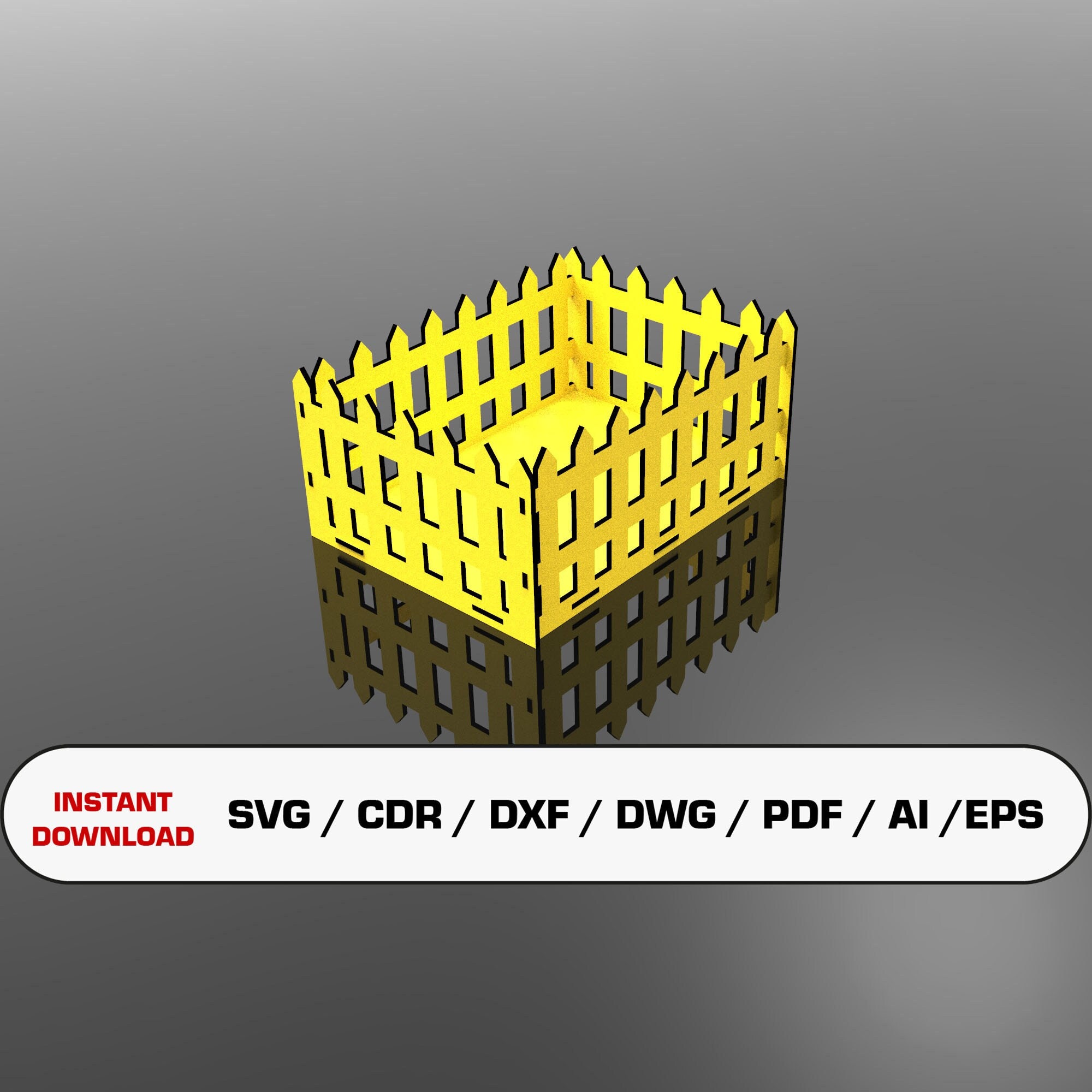 Decorative Fence Box Laser Cutting File, Wooden Box Cut File, Instant ...