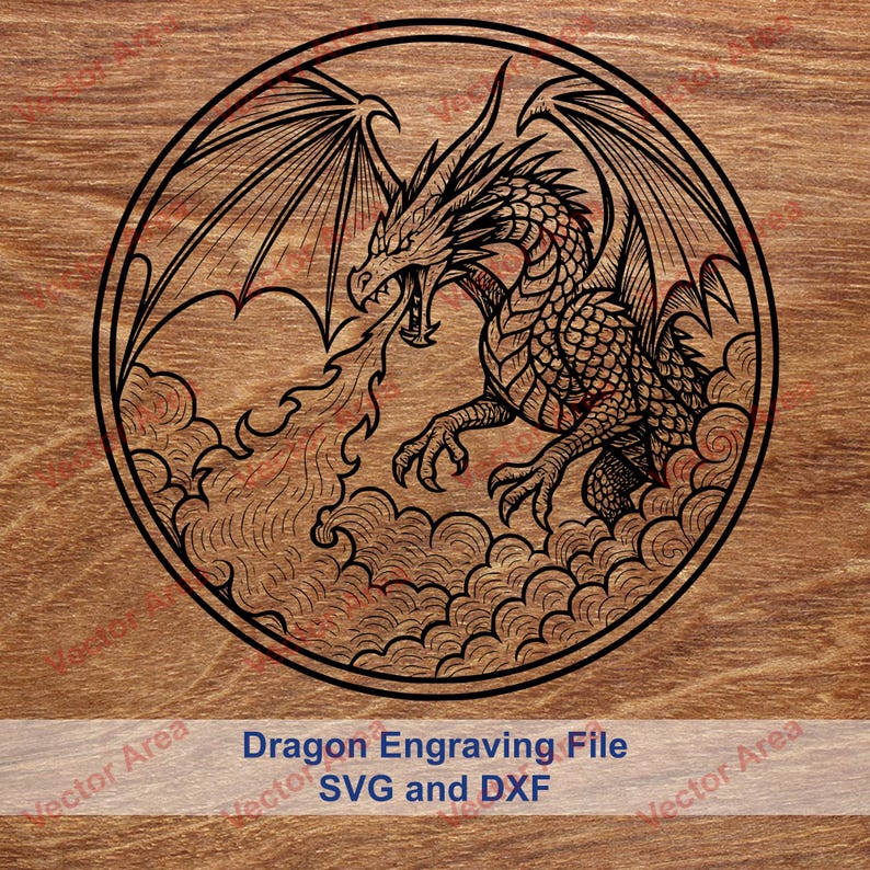 Dragon SVG, Laser Engraving File, Dragon Flame Laser Engraving File ...