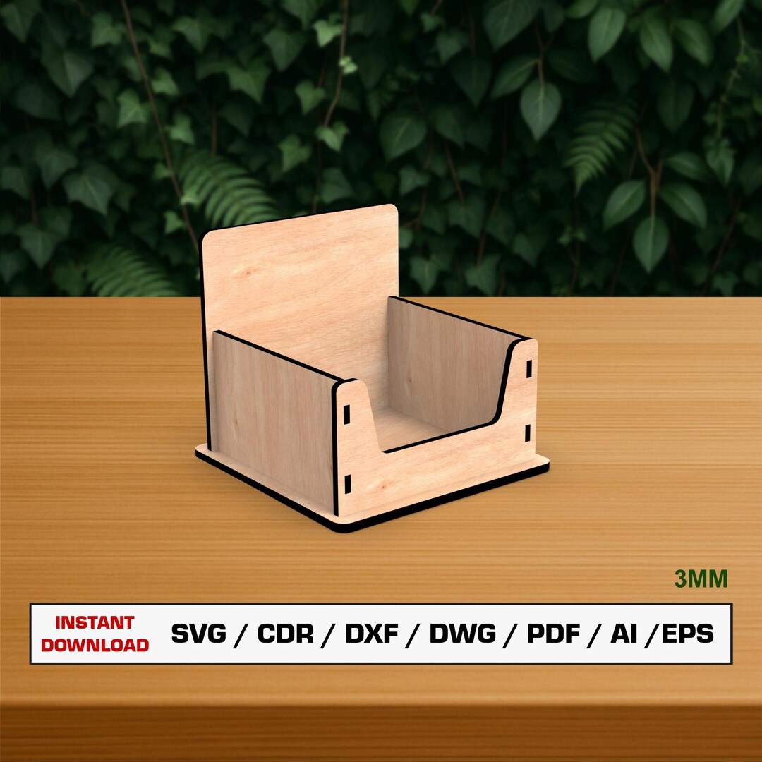 Note Holder Box Laser Cut File, Paper Organizer Laser File, Sticky Note ...