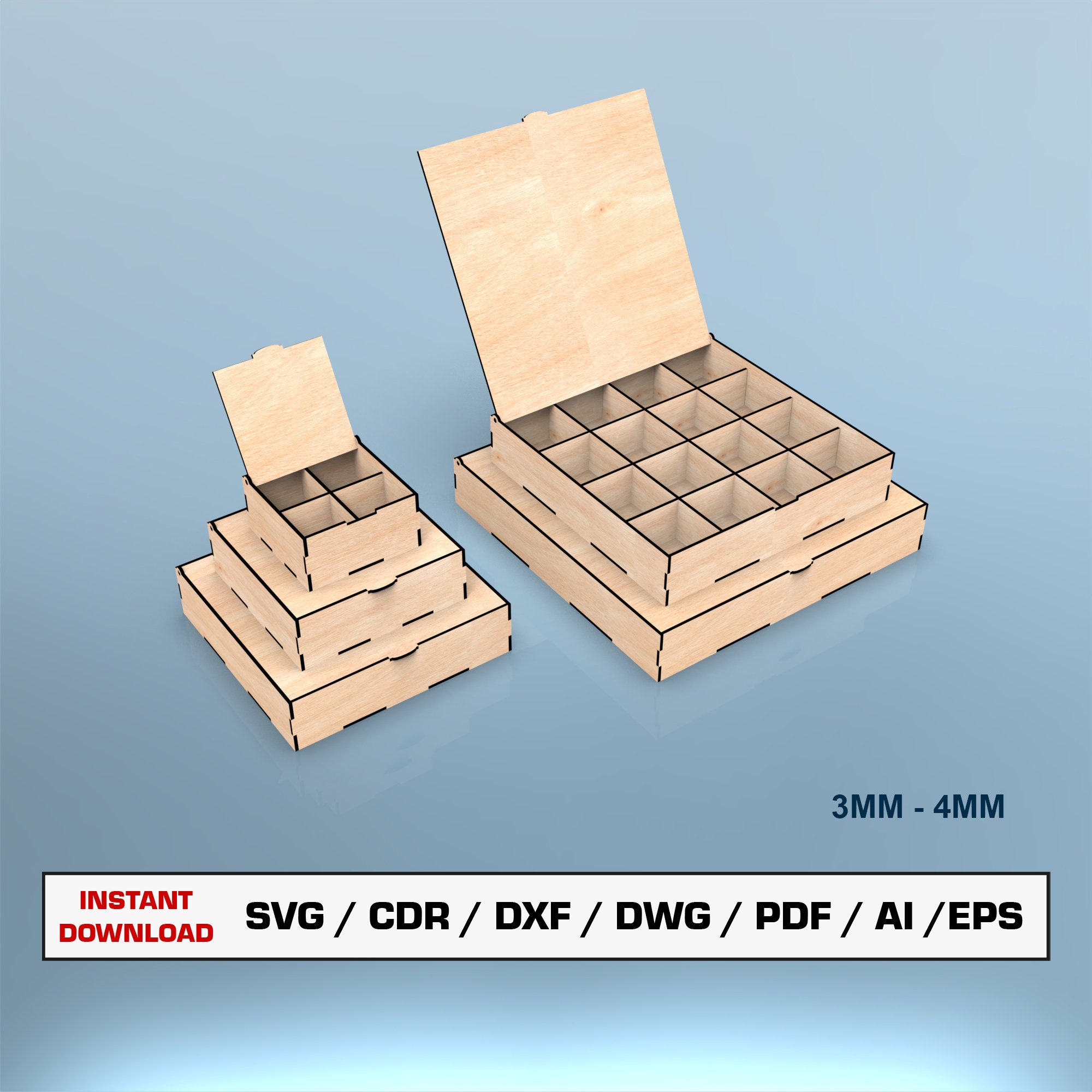 Slotted Flip up Box Laser Cut File SVG Template, Wood Chocolate Box ...