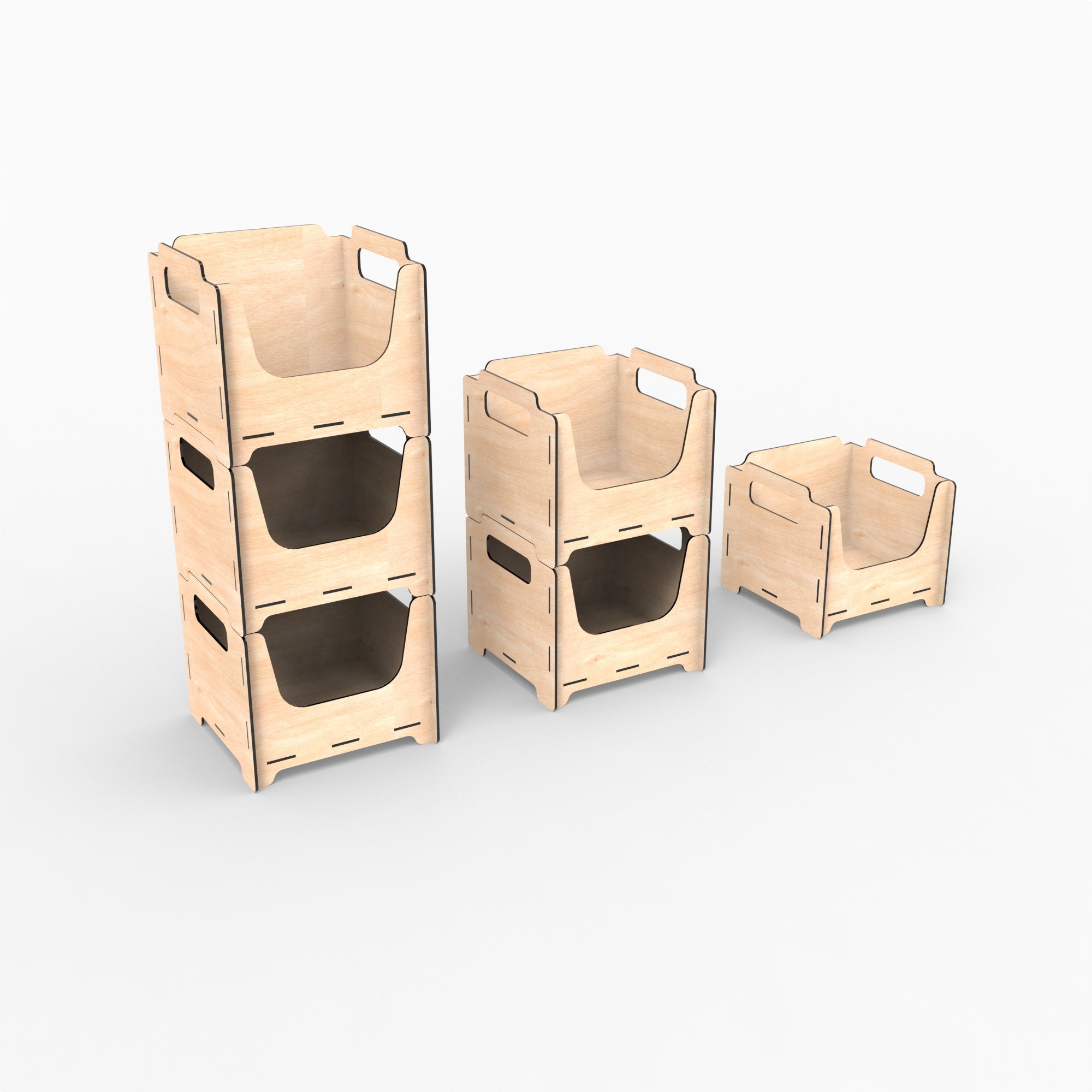 Stackable Storage Box Laser Cut Files, Stackable Wooden Crate, Wood Box ...
