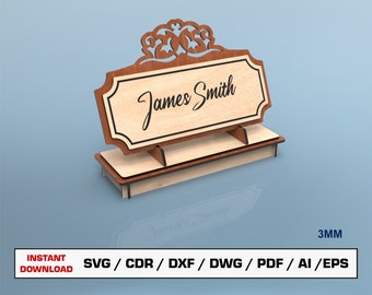 Laser Cut Desk Nameplates Svg Files, Vector Files for Wood Laser ...
